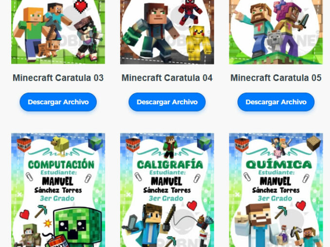 portadas Minecraft escolares – Para Escolares